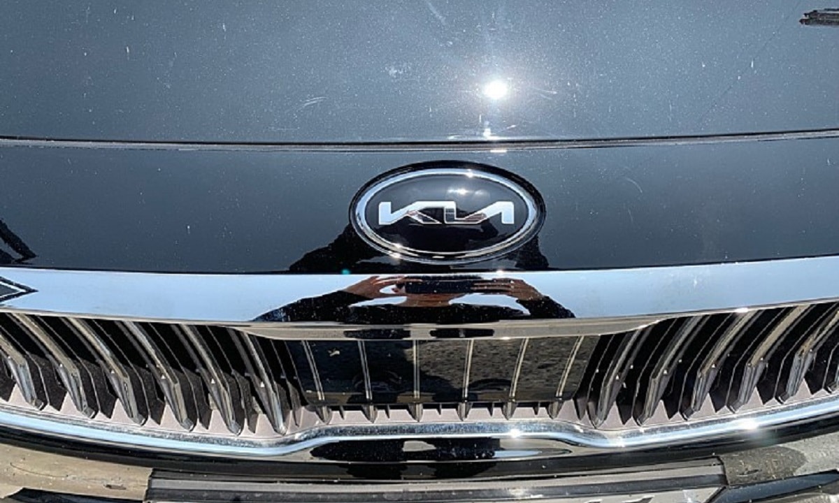 The new KIA logo caught on a street model