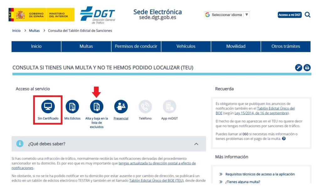 Consultar multas de tráfico: por matricula, con Clave y más